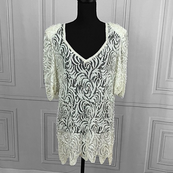 Scala | Tops | Vintage Beaded Lace Top | Poshmark